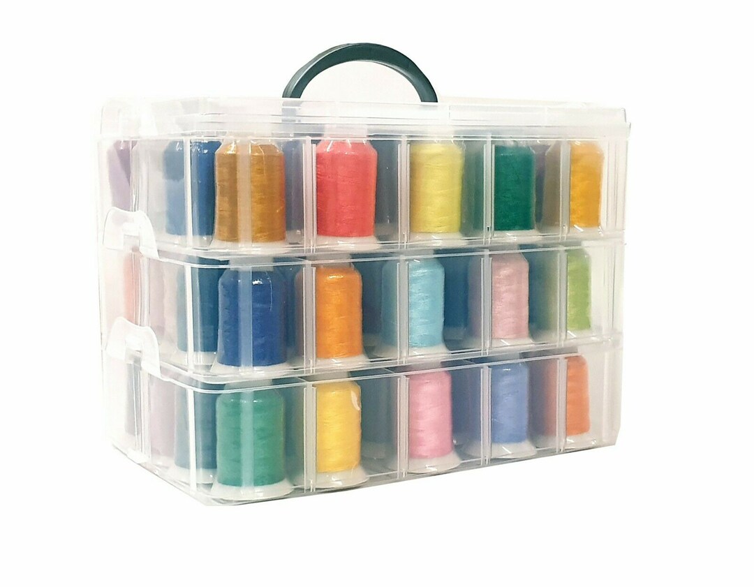 63 X Embroidery Thread With 3 Level Carry Case FREE 30,000 Embroidery ...