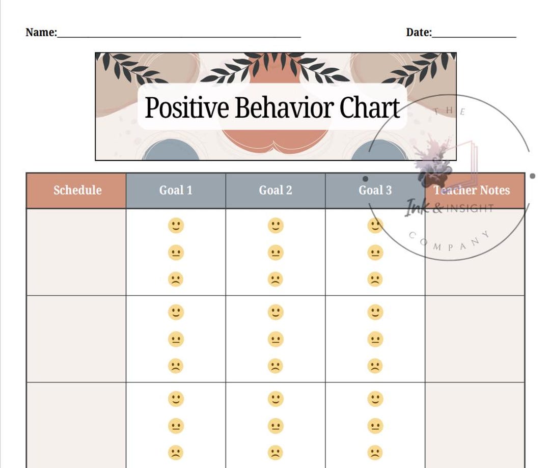 Positive Behavior Chart Template - Etsy