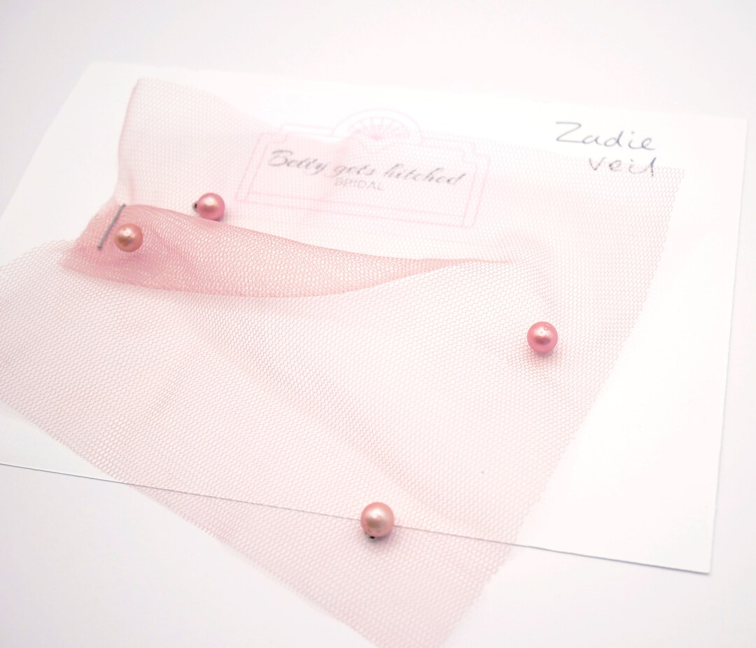 Zadie Rose Pink Pearl Veil Fabric Sample, Fabric Swatch Fingertip Pearl ...