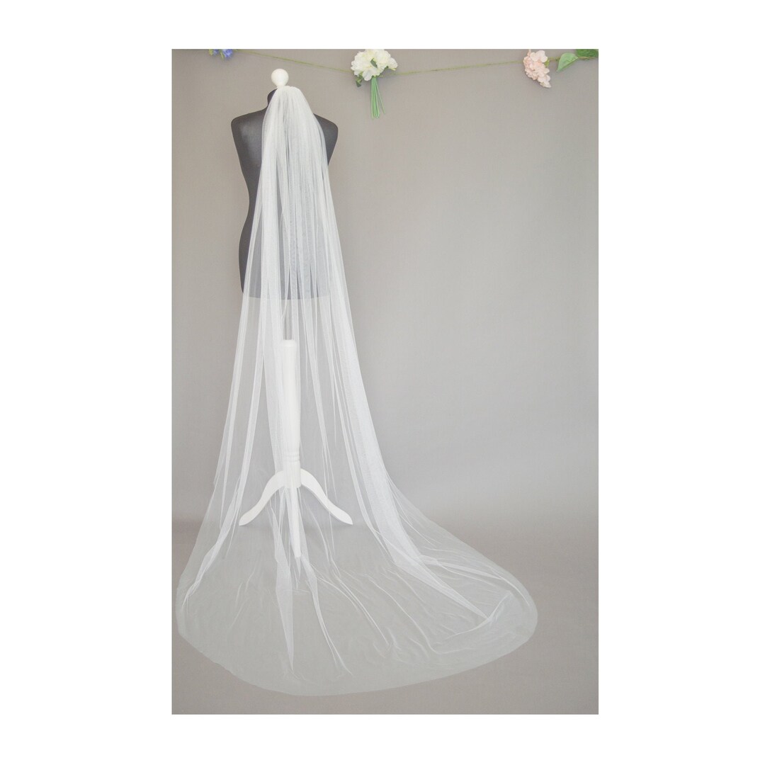 Barely There Veil Chapel Length Veil Plain Long Plain Veil - Etsy