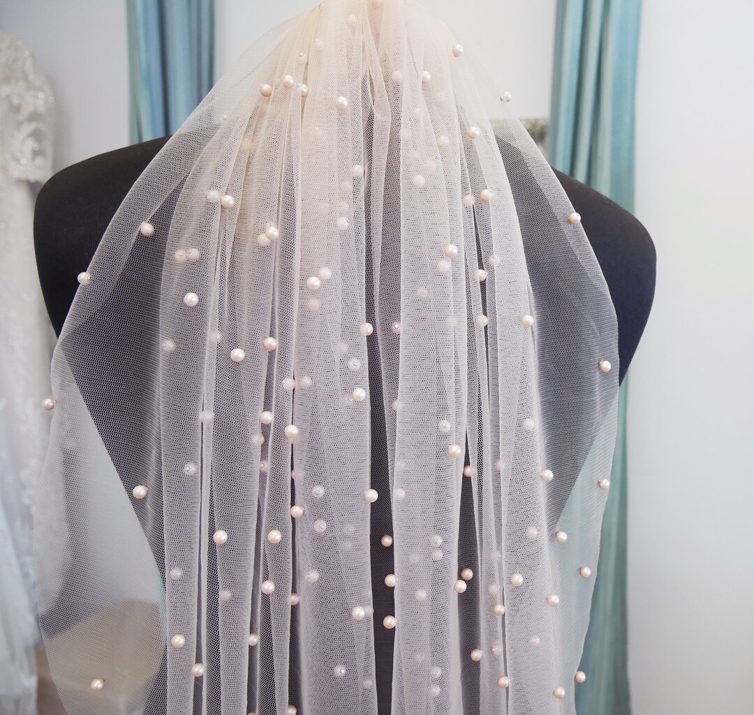 Skylar Short Blush Pearl Veil | Blush Pink Wedding Veil - Etsy