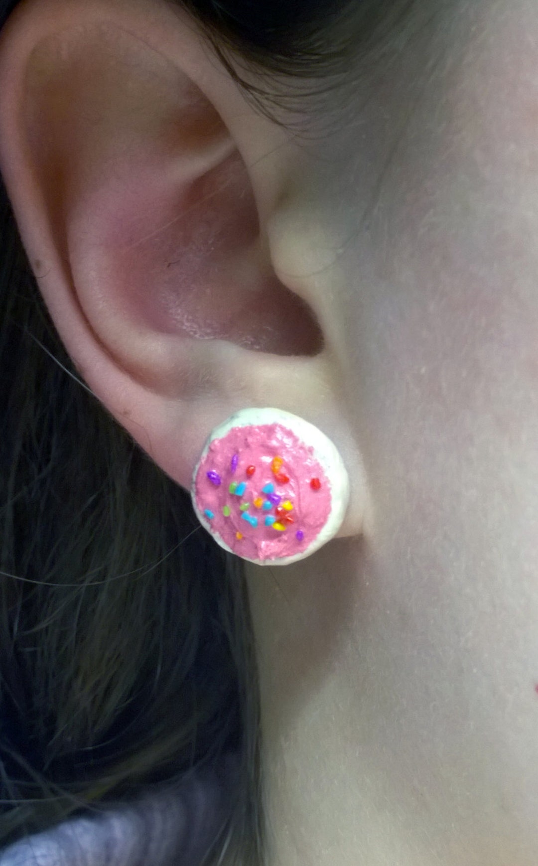 Sugar Cookie Earrings, Round Pink Frosted Cookies, Unique Food Earring ...
