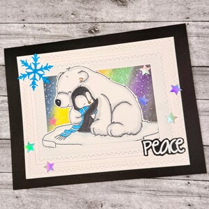 Polar Bear and Penguin Hug Holiday Card, Large - Etsy