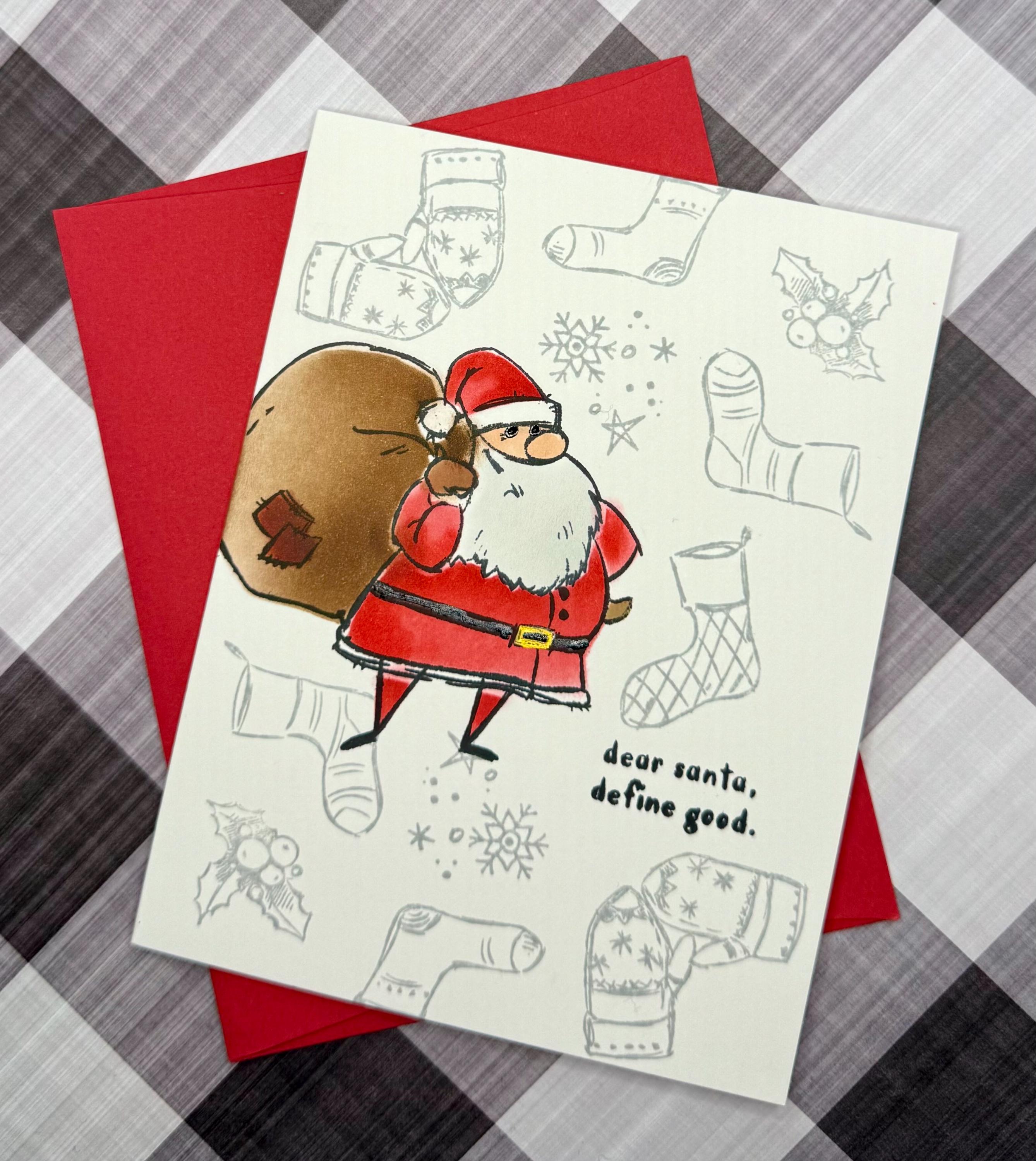 Santa With His Bag of Gifts Holiday Cards - Etsy