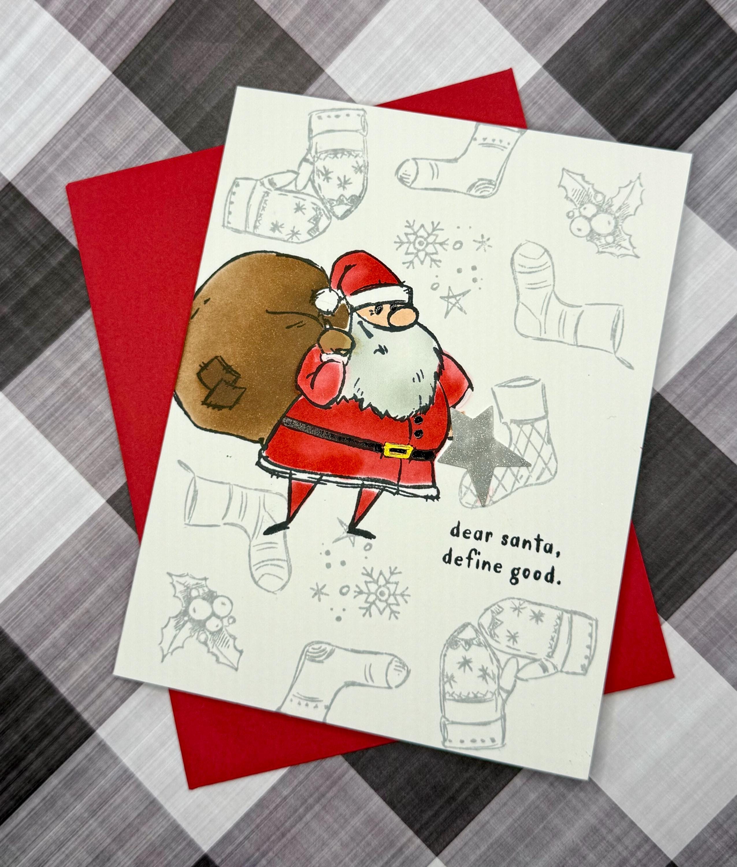 Santa With His Bag of Gifts Holiday Cards - Etsy