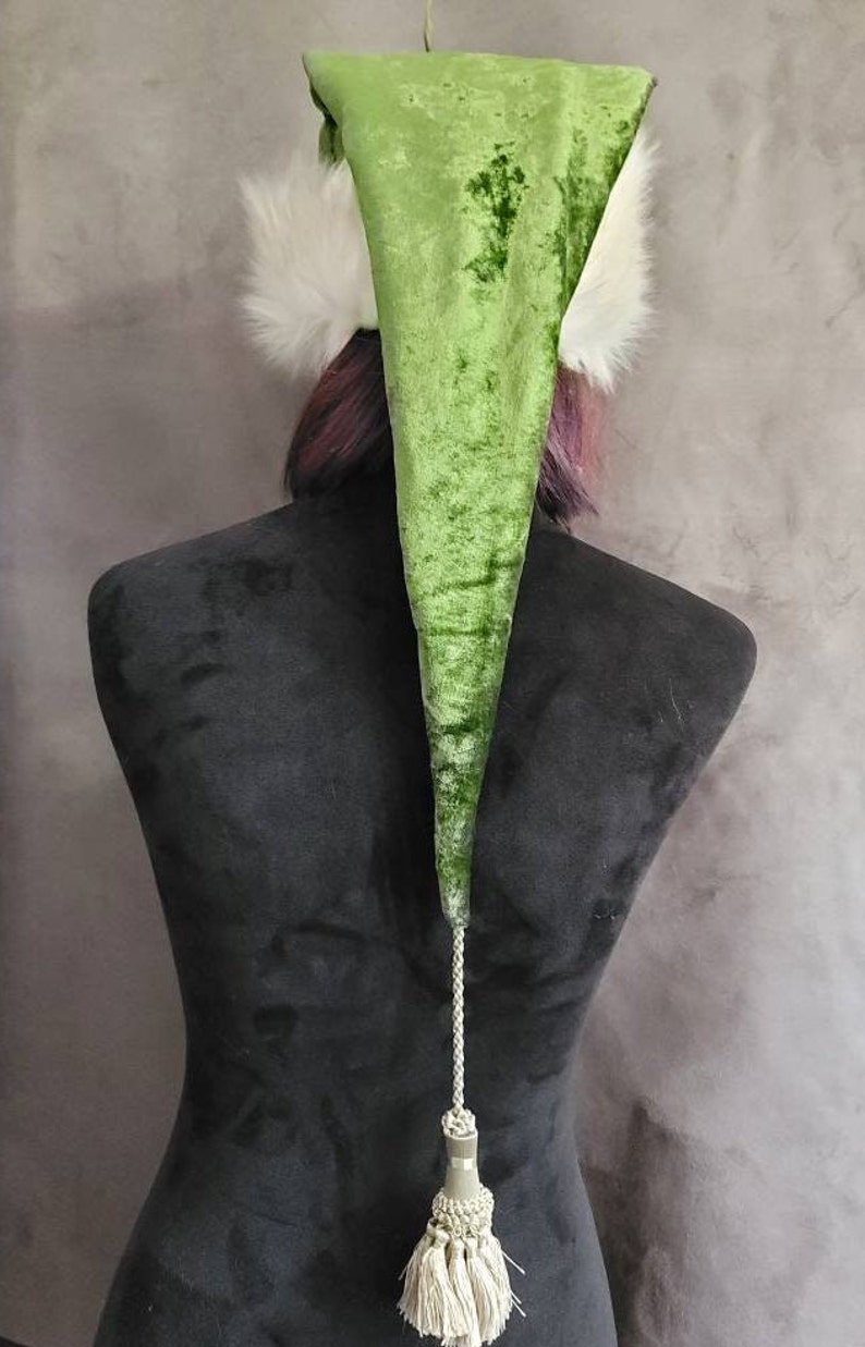 Mossy Green Velvet Victorian Santa Hat With Tassel Pom - Etsy