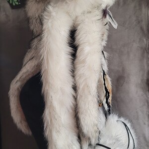 White Trapper Hat With Black Horns Buffalo Headdress, White Viking ...