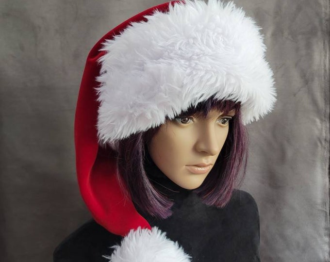 Red Velvet Santa Hat With White Trim - Etsy