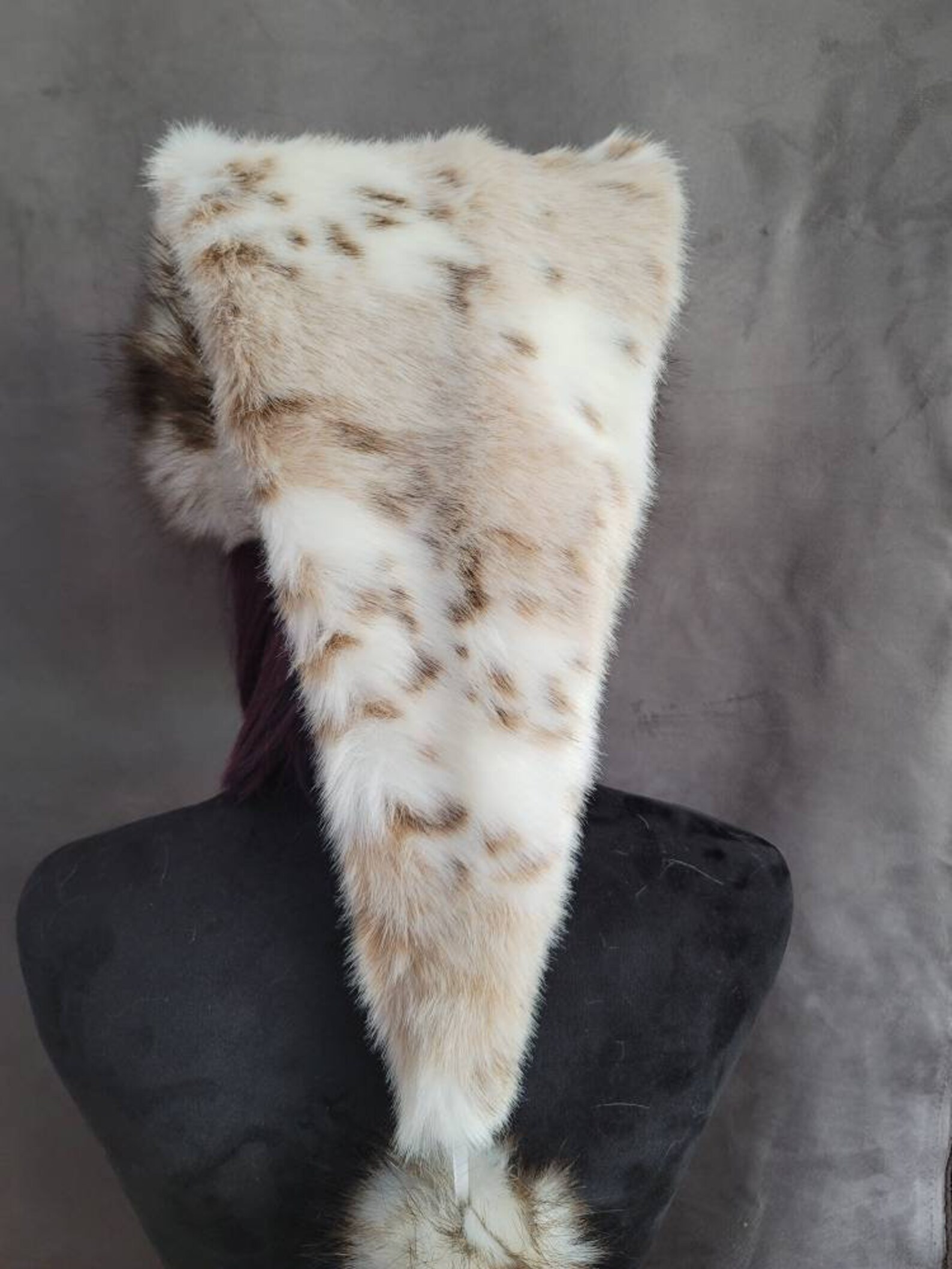Snow Leopard Faux Fur Santa Hat With Brown and White Trim - Etsy