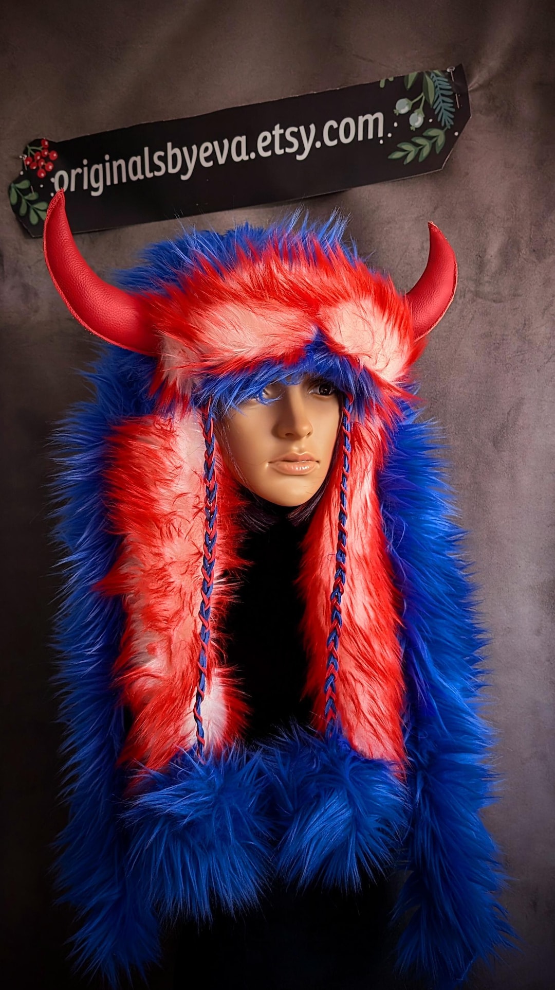 Blue Buffalo Headdress With Red Horns Buffalo Bills Trapper Hat Buffalo ...