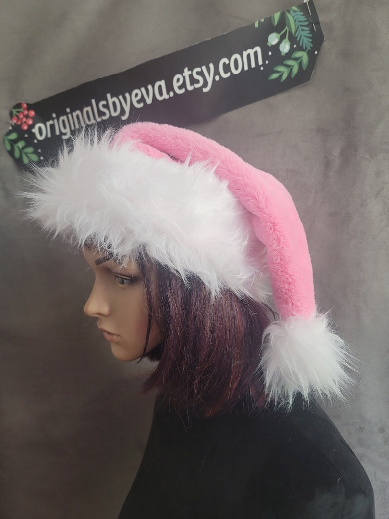 Bubblegum Pink Santa Hat With Shaggy White Trim - Etsy