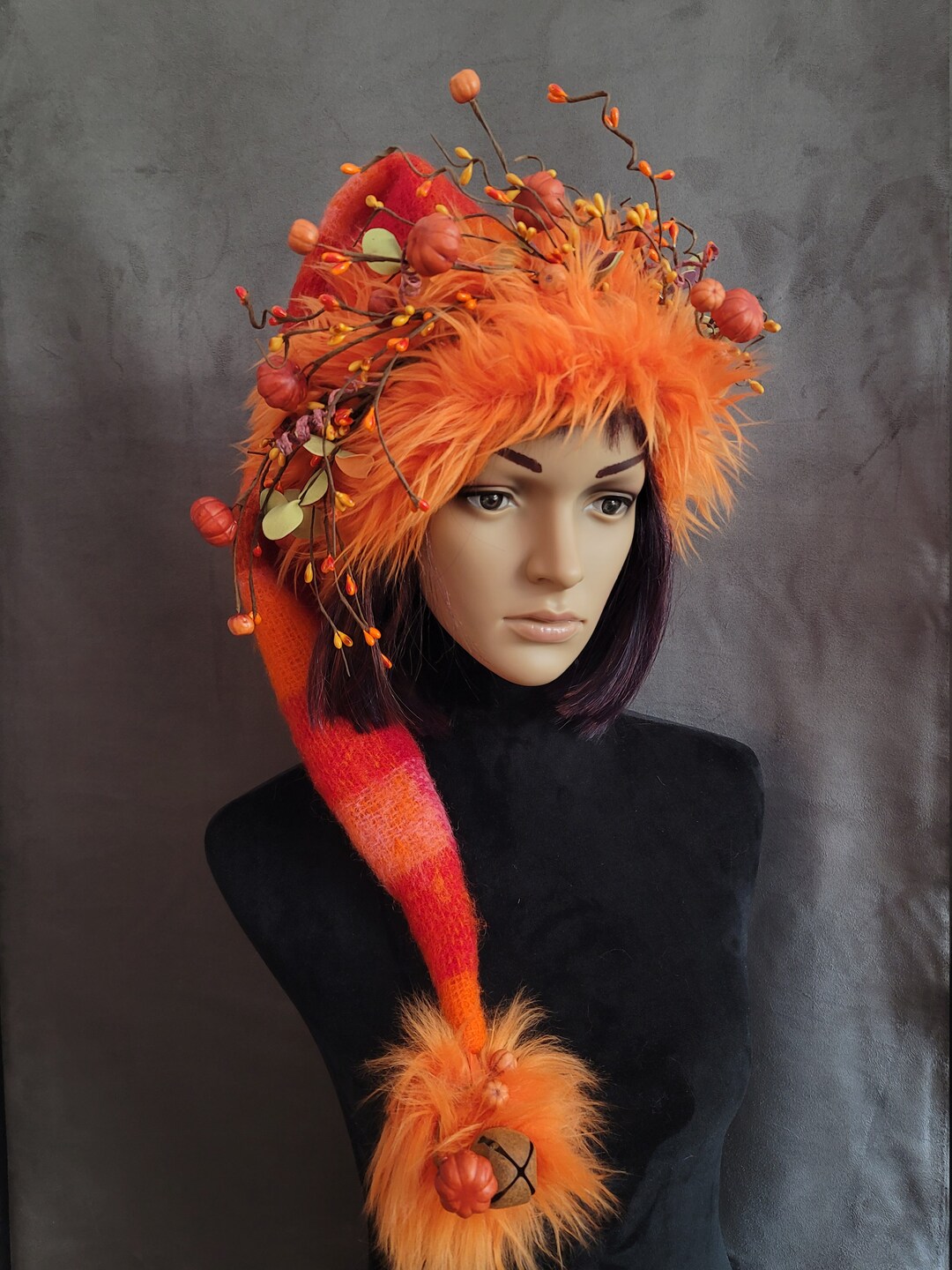 LAST ONES Pumpkins and Plaid Wool Santa Hat - Etsy UK