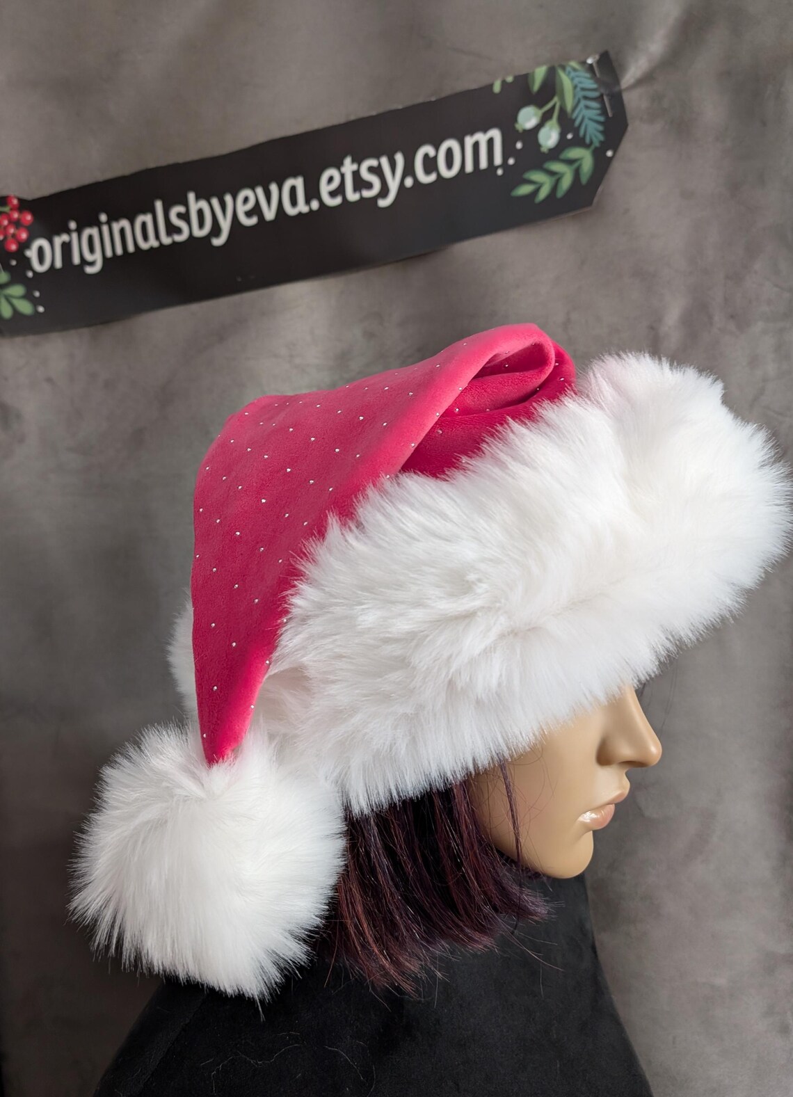 Juicy Pink Sparkly Velvet Santa Hat With Plush White Trim - Etsy