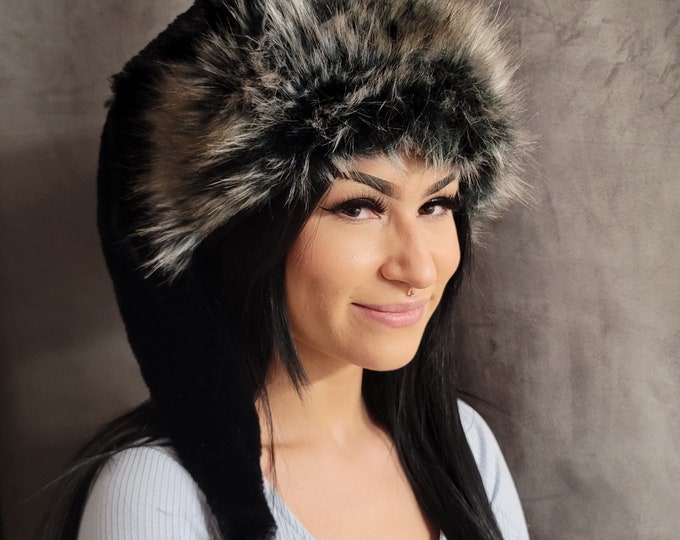 Ready to Ship Krampus Kids Hat Wild Furry Horn Fur Hat Monster Black ...