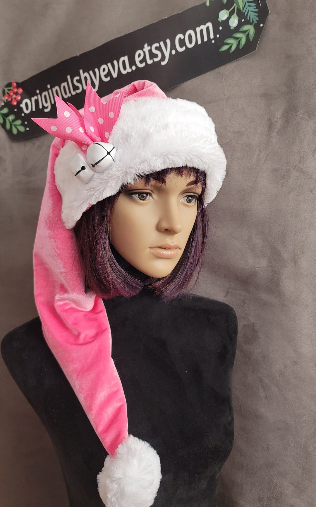 Barbie Pink Velvet Santa Hat Pink and White Santa Hat Girly Pink Santa ...