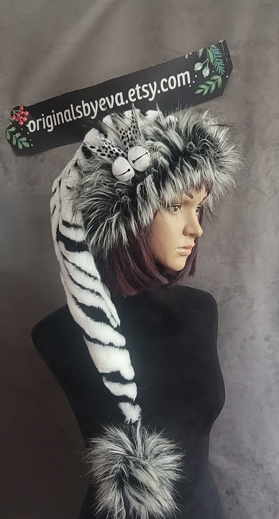 Black and White Zebra Santa Hat With White Jingle Bells - Etsy