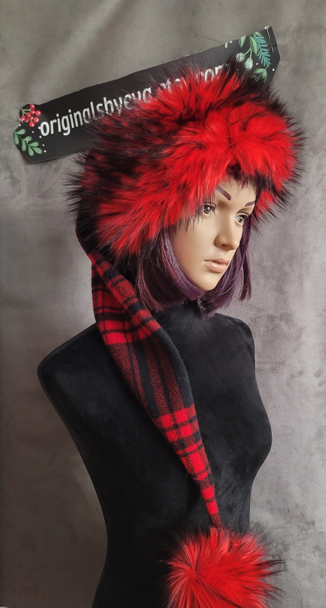 Red and Black Plaid Wool Santa Hat - Etsy