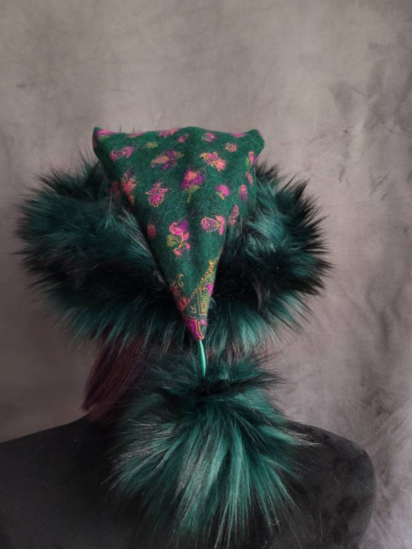 Emerald Green and Purple Yak Wool Santa Hat With Green Trim - Etsy