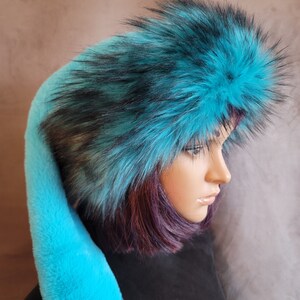 Teal Santa Hat With Luxury Teal and Black Trim - Etsy