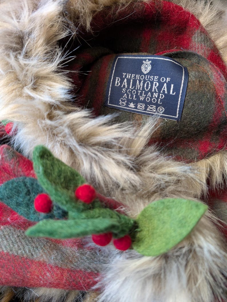 Cozy Red Plaid Wool Santa Hat With Felted Wool Details - Etsy