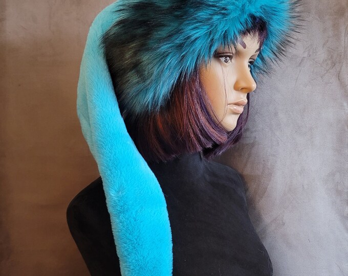 Teal Santa Hat With Luxury Teal and Black Trim - Etsy