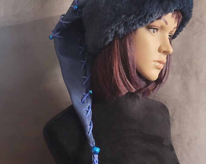 Blue Leather Viking Santa Hat - Etsy