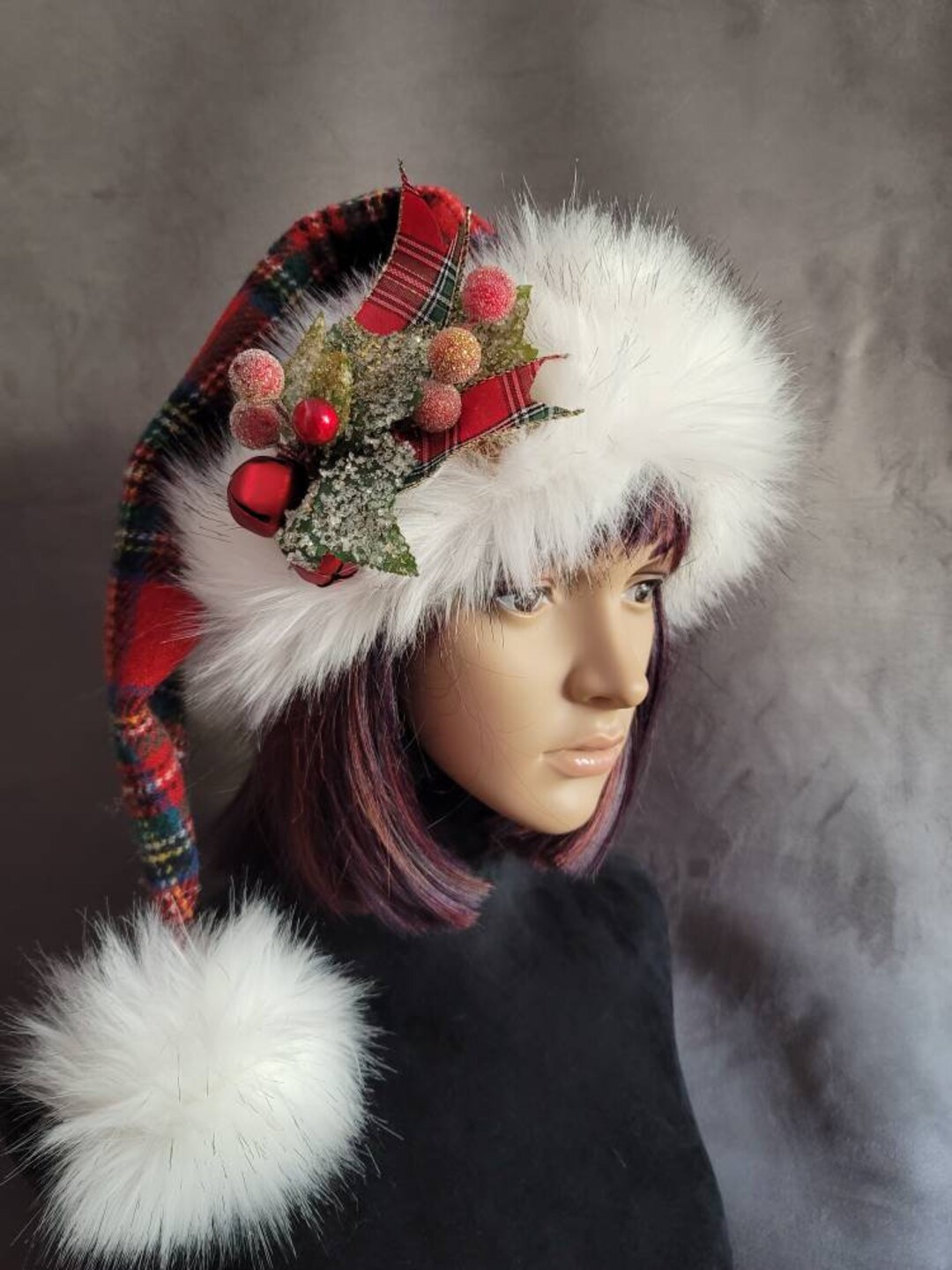 Christmas Plaid Wool Santa Hat - Etsy