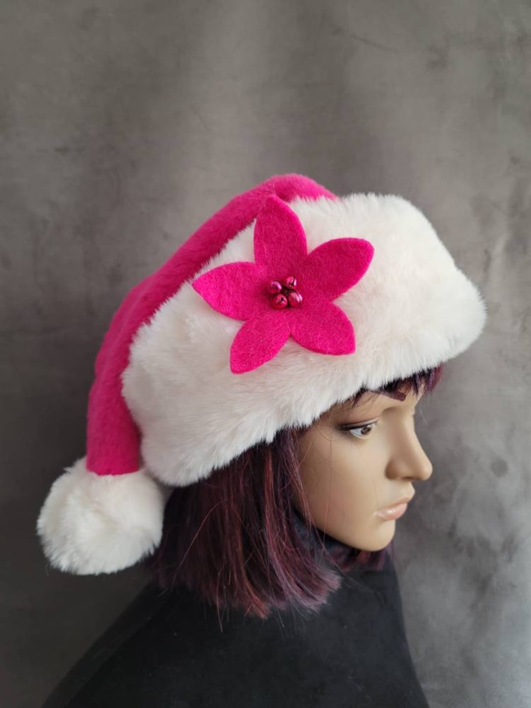 Hot Pink Santa Hat With Vanilla Trim - Etsy