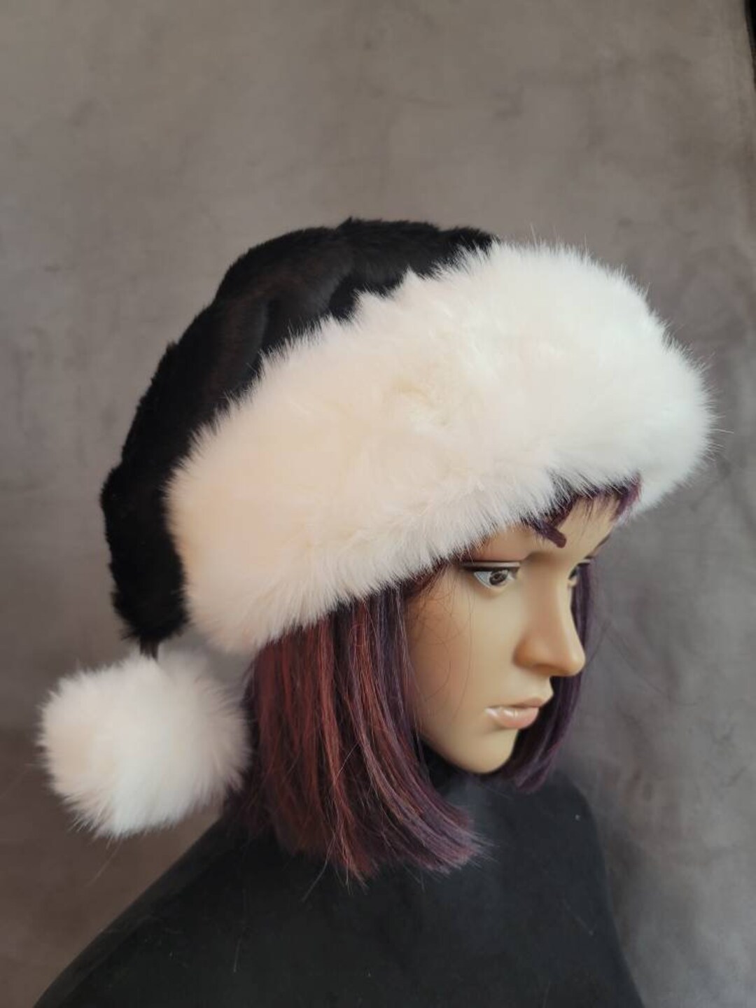 Black and White Santa Hat With Victorian Embellishment - Etsy