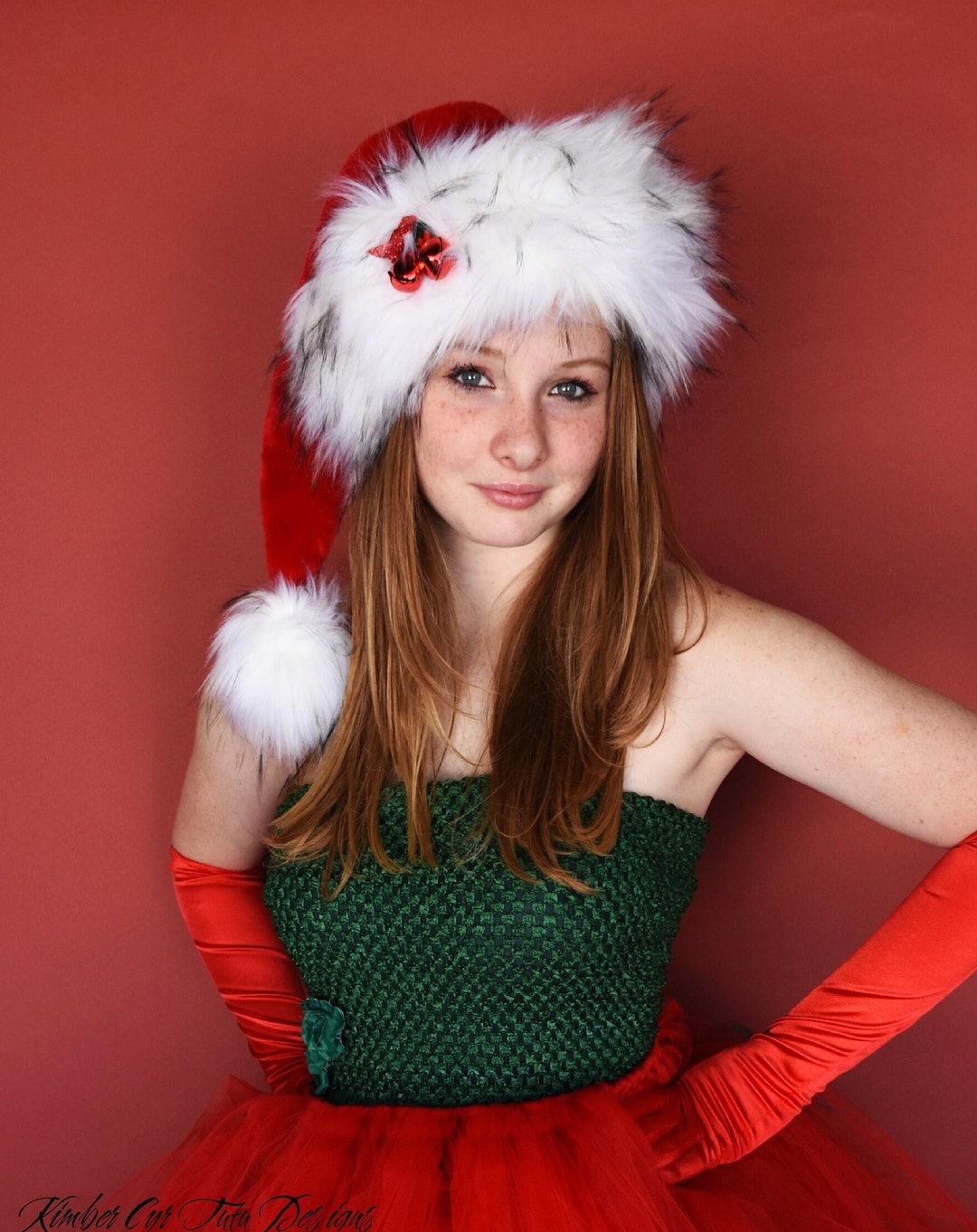 Red Santa Hat With Luxury White Trim With Charcoal Dusted Tips - Etsy
