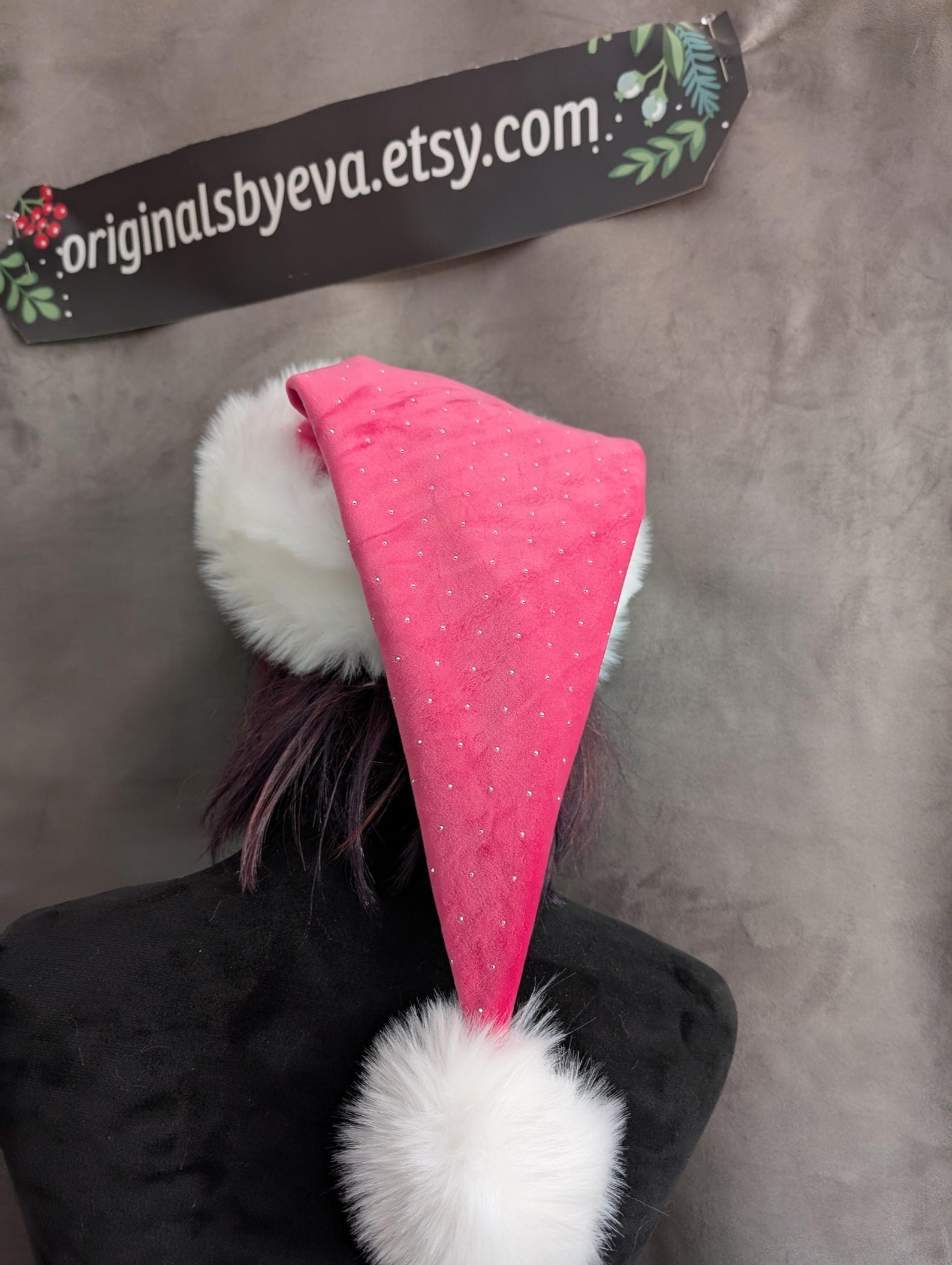 Juicy Pink Sparkly Velvet Santa Hat With Plush White Trim - Etsy