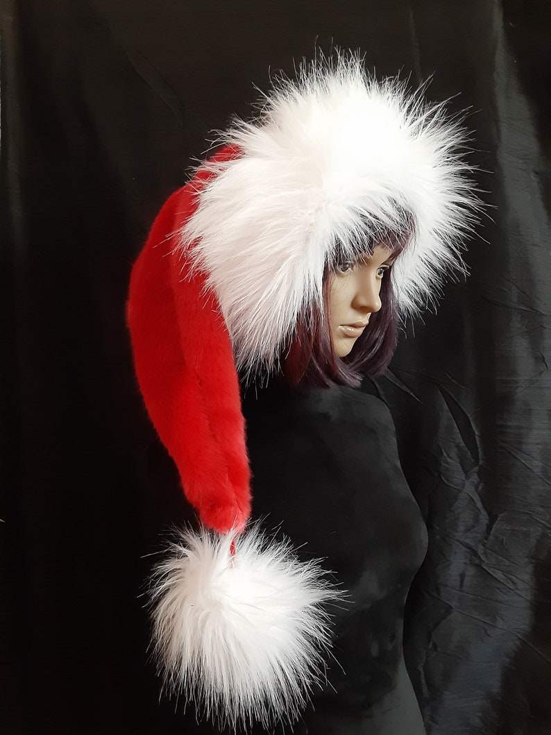 Extra long Santa hat in classic red and white | Etsy