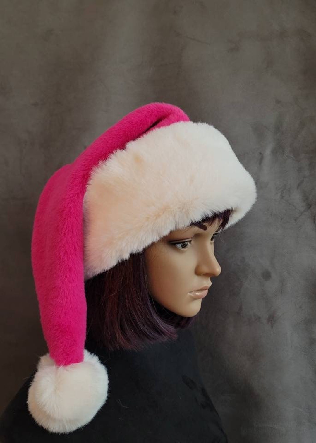 Hot Pink Santa Hat With Vanilla Trim - Etsy