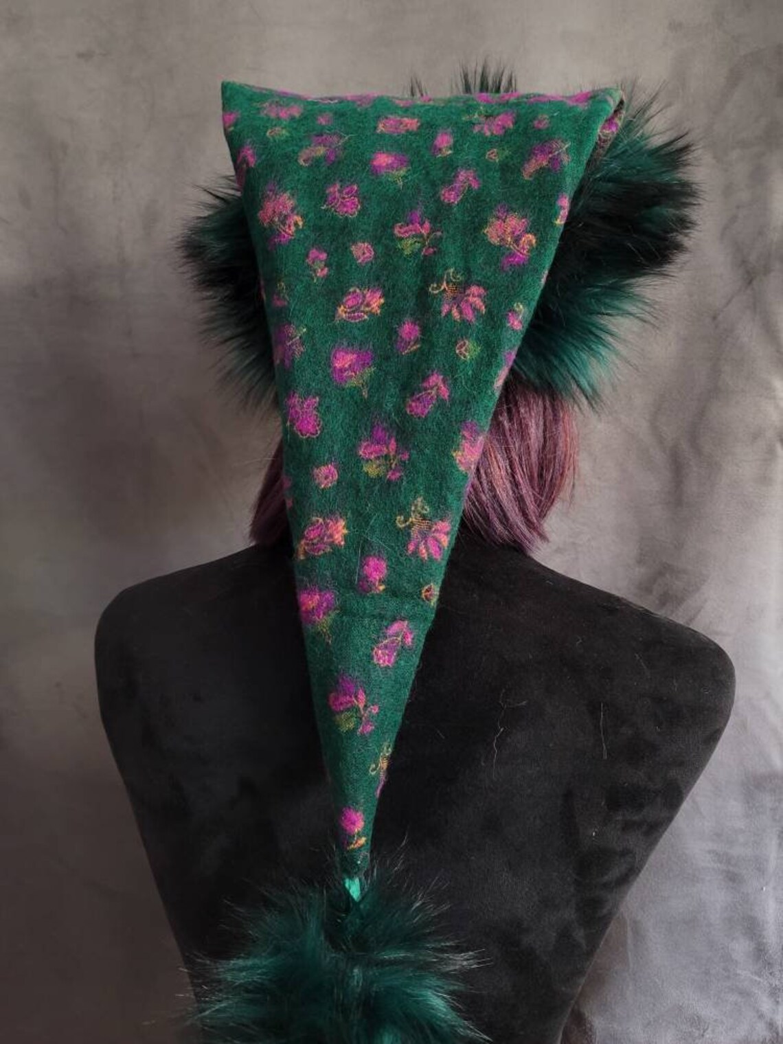Emerald Green and Purple Yak Wool Santa Hat With Green Trim - Etsy