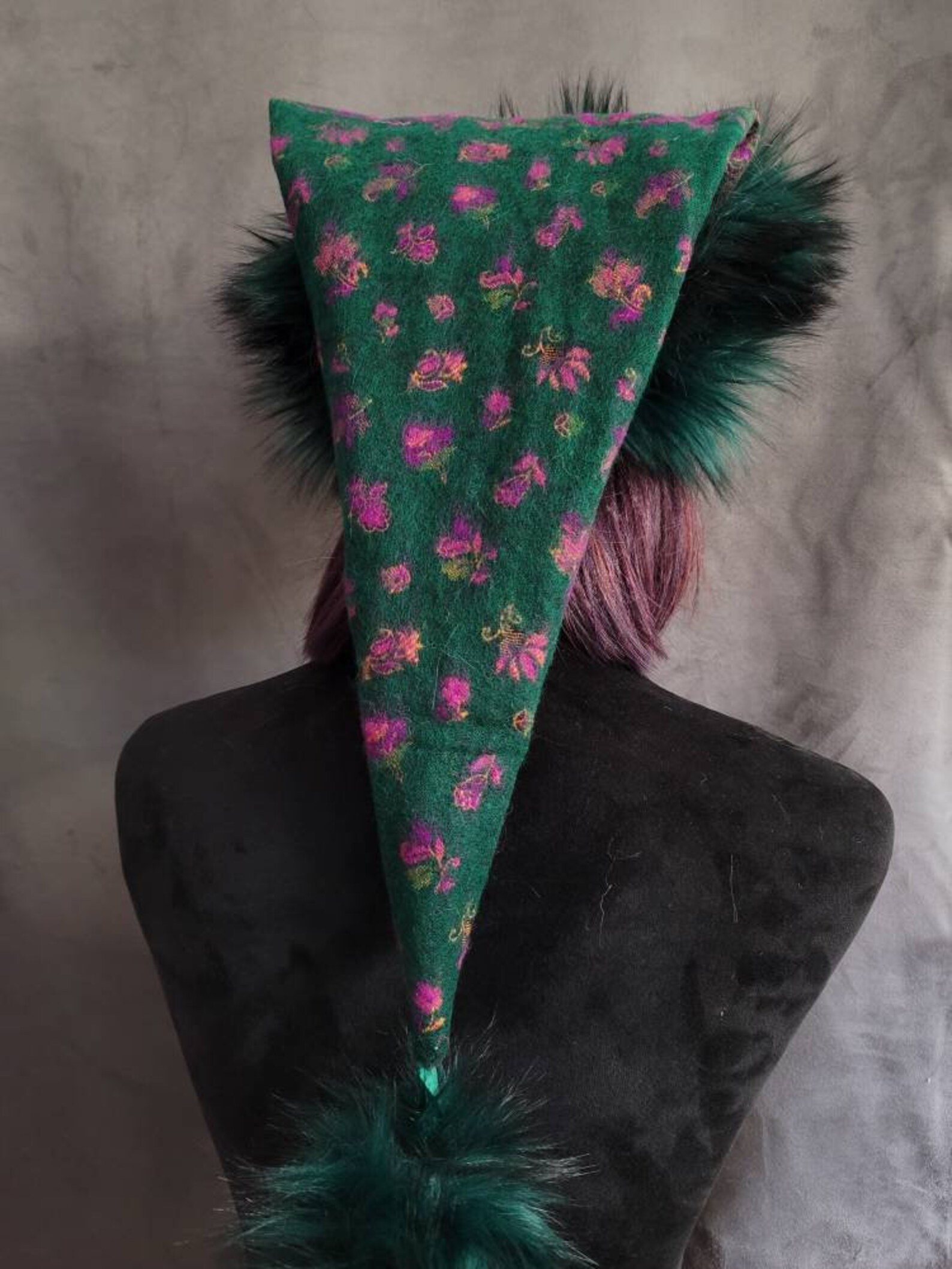 Emerald Green and Purple Yak Wool Santa Hat With Green Trim - Etsy