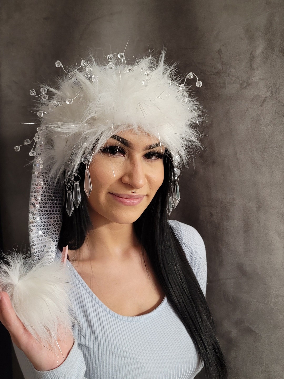 Silver Sequin Santa Hat With Crystal Option - Etsy