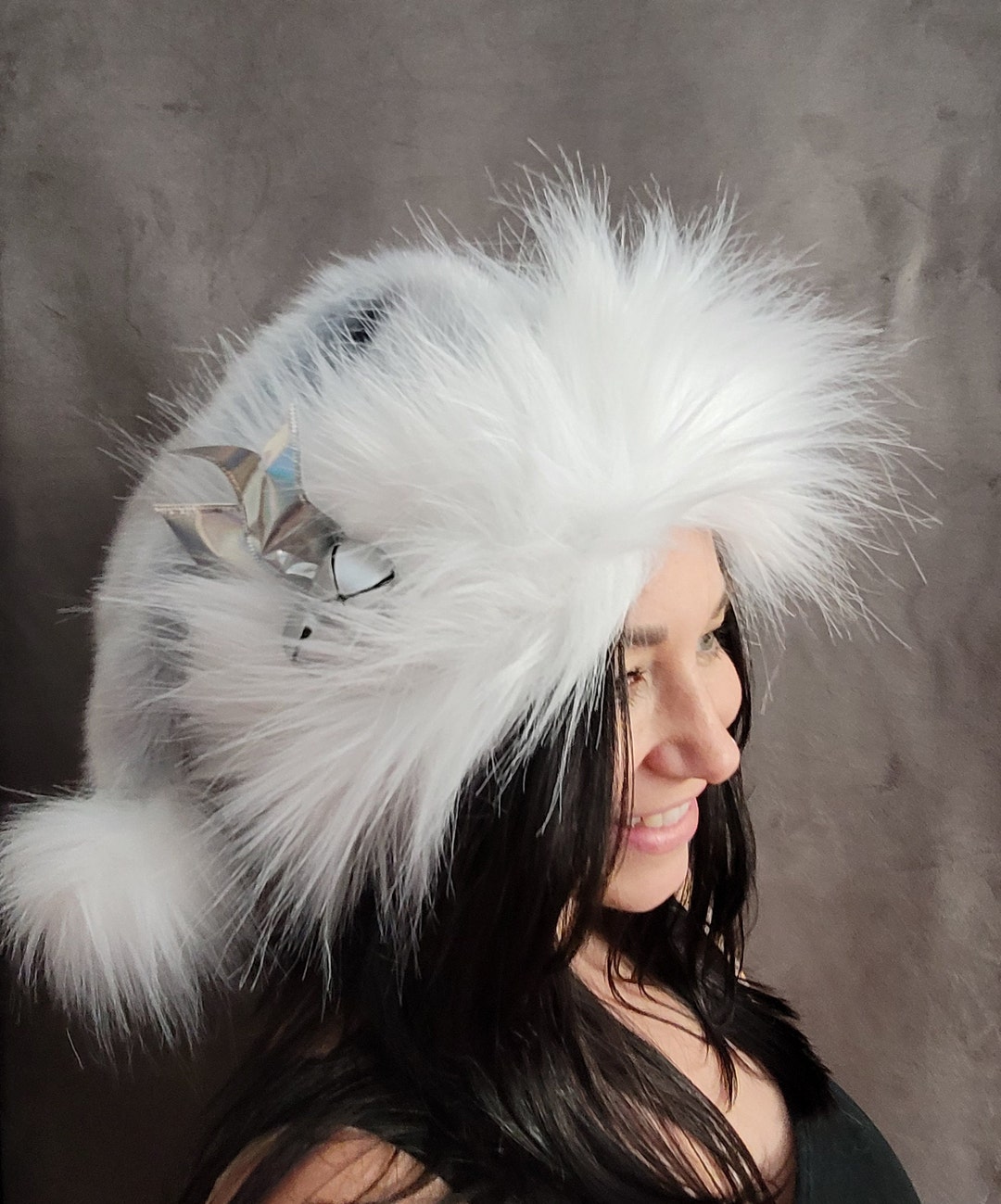 Silver Gray Santa Hat With Bells Option - Etsy