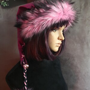 Pink Leather Viking Princess Santa Hat -hot Pink Leather Santa Hat With ...