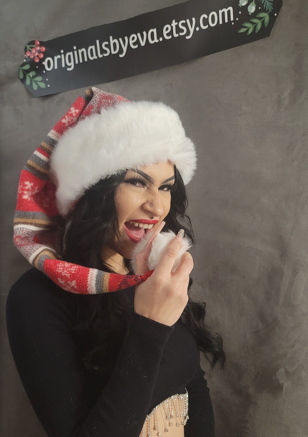 Nordic Snowflake Santa Hat With White Fur Trim - Etsy