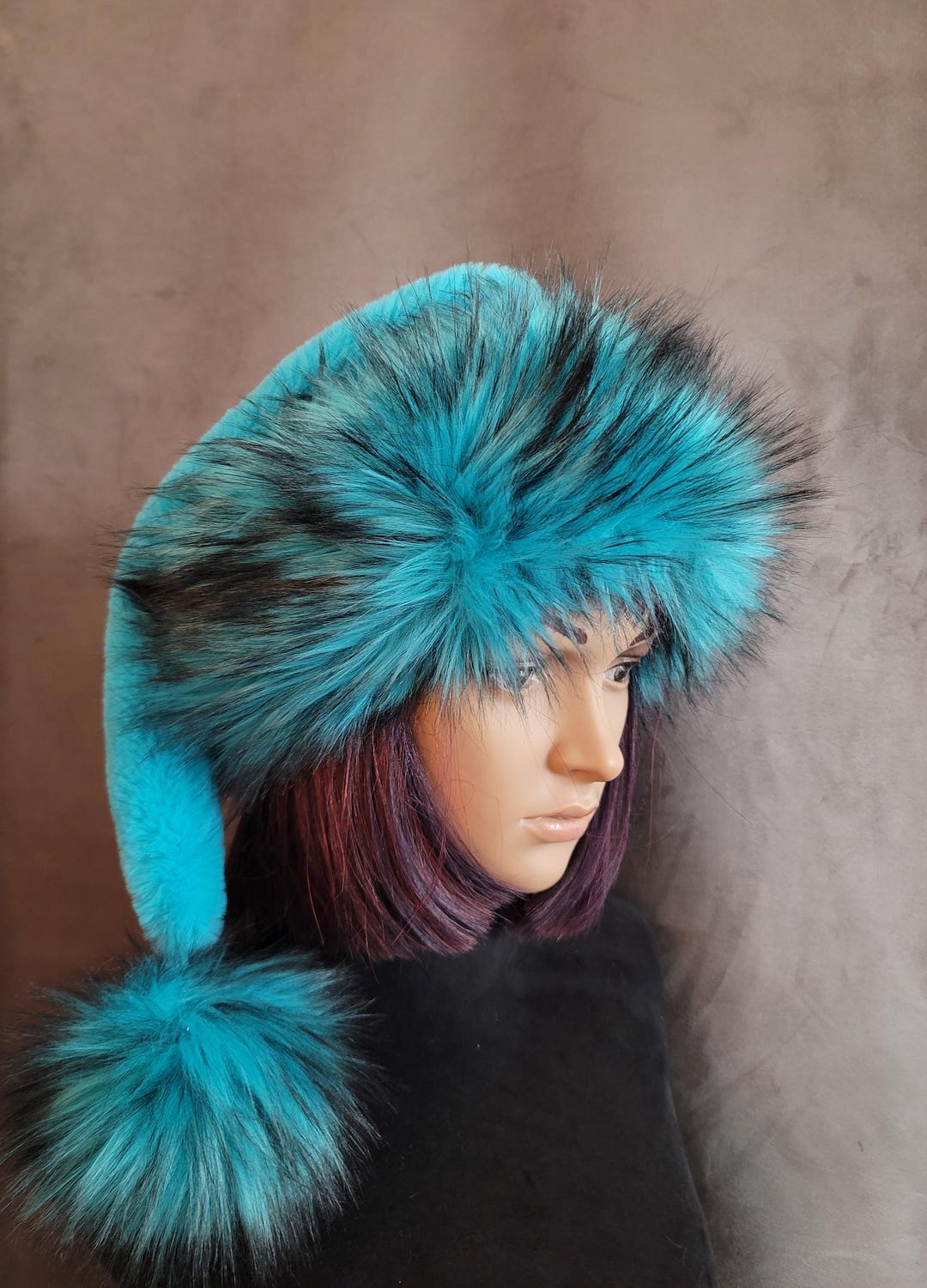 Teal Santa Hat With Luxury Teal and Black Trim - Etsy