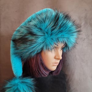 Teal Santa Hat With Luxury Teal and Black Trim - Etsy