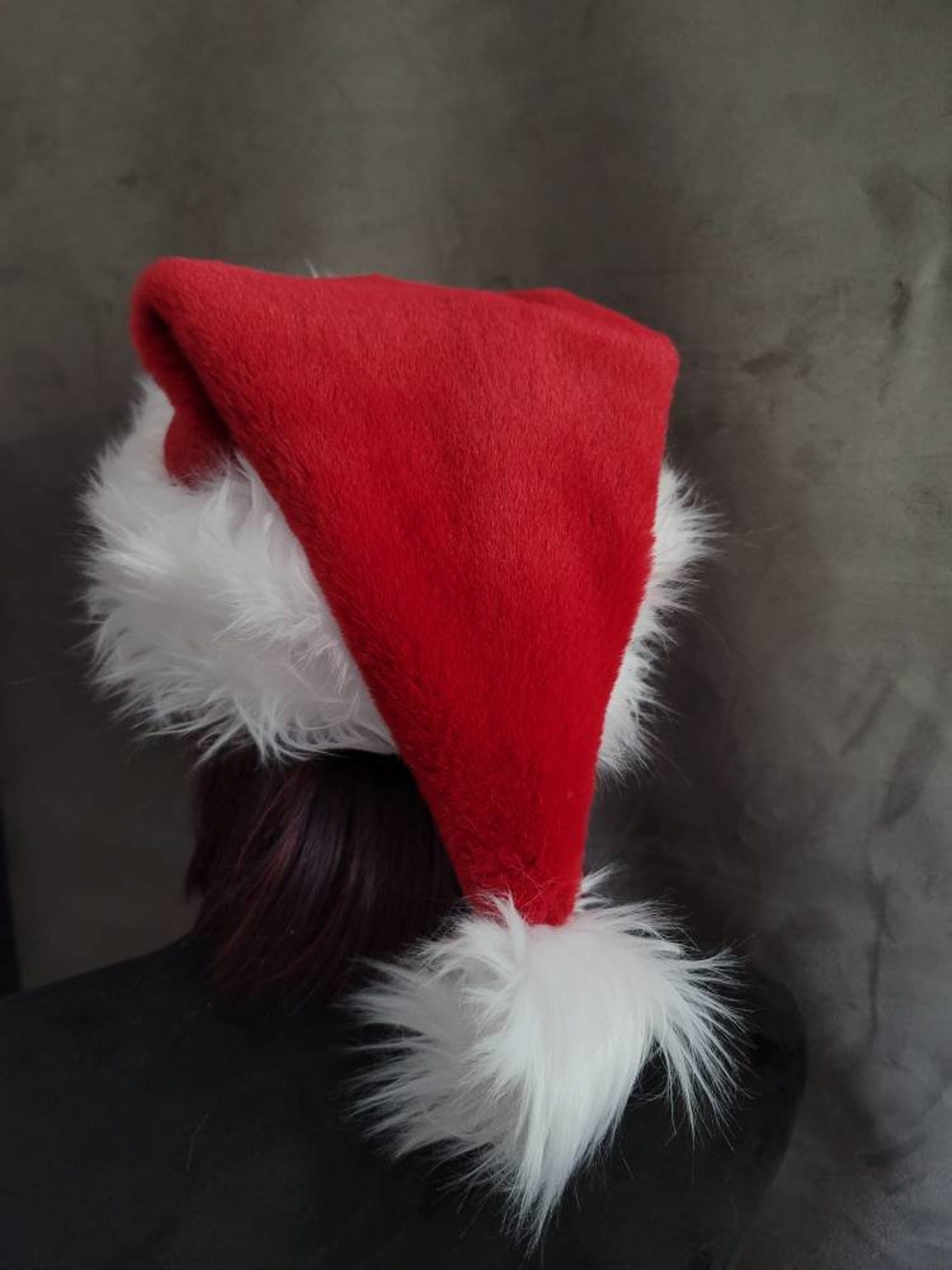 Deep Red Stocking Santa Hat With White Shaggy Trim With Bells - Etsy