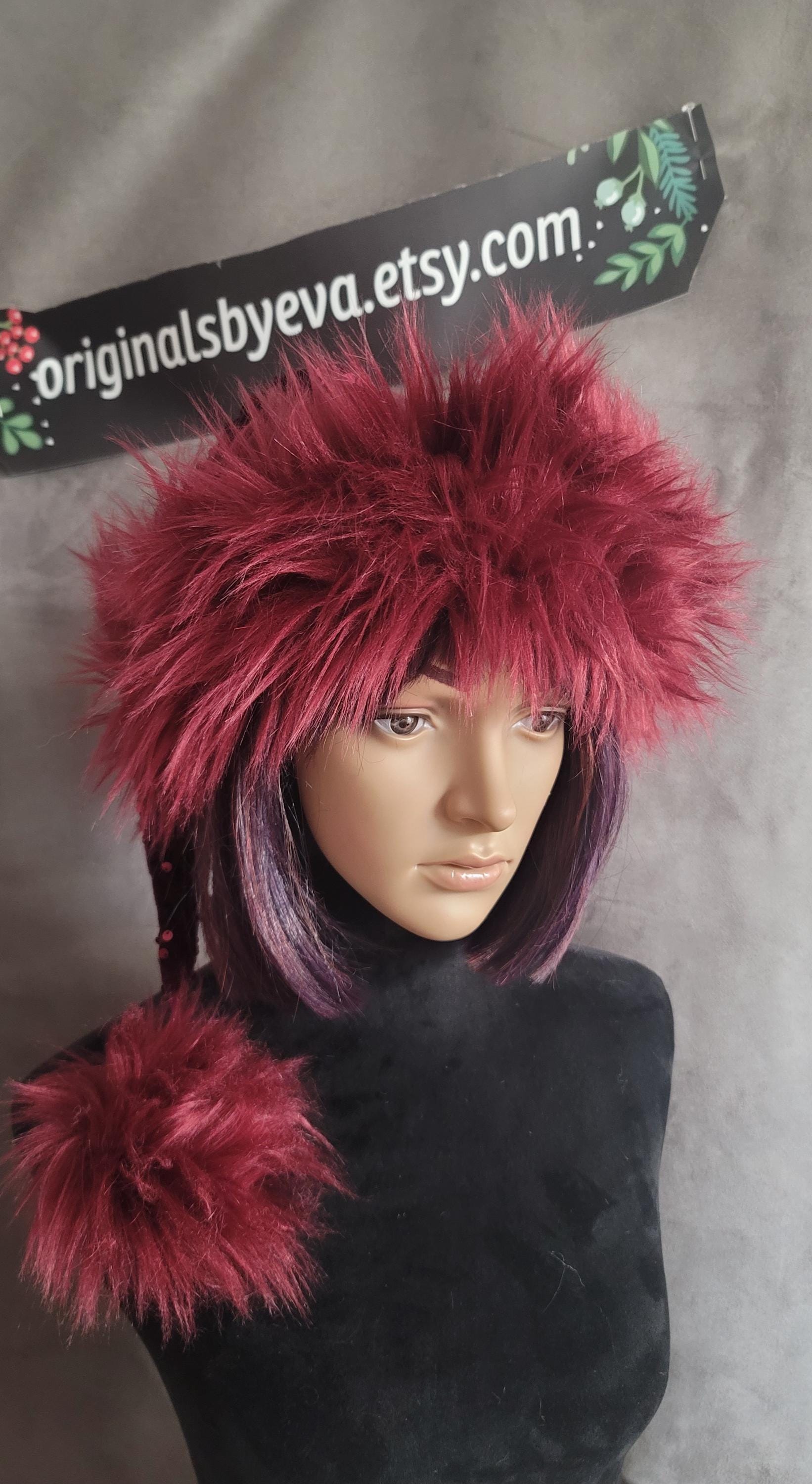Burgundy Sequin Velvet Santa Hat: Faux Fur Trim, Victorian Flair - Etsy