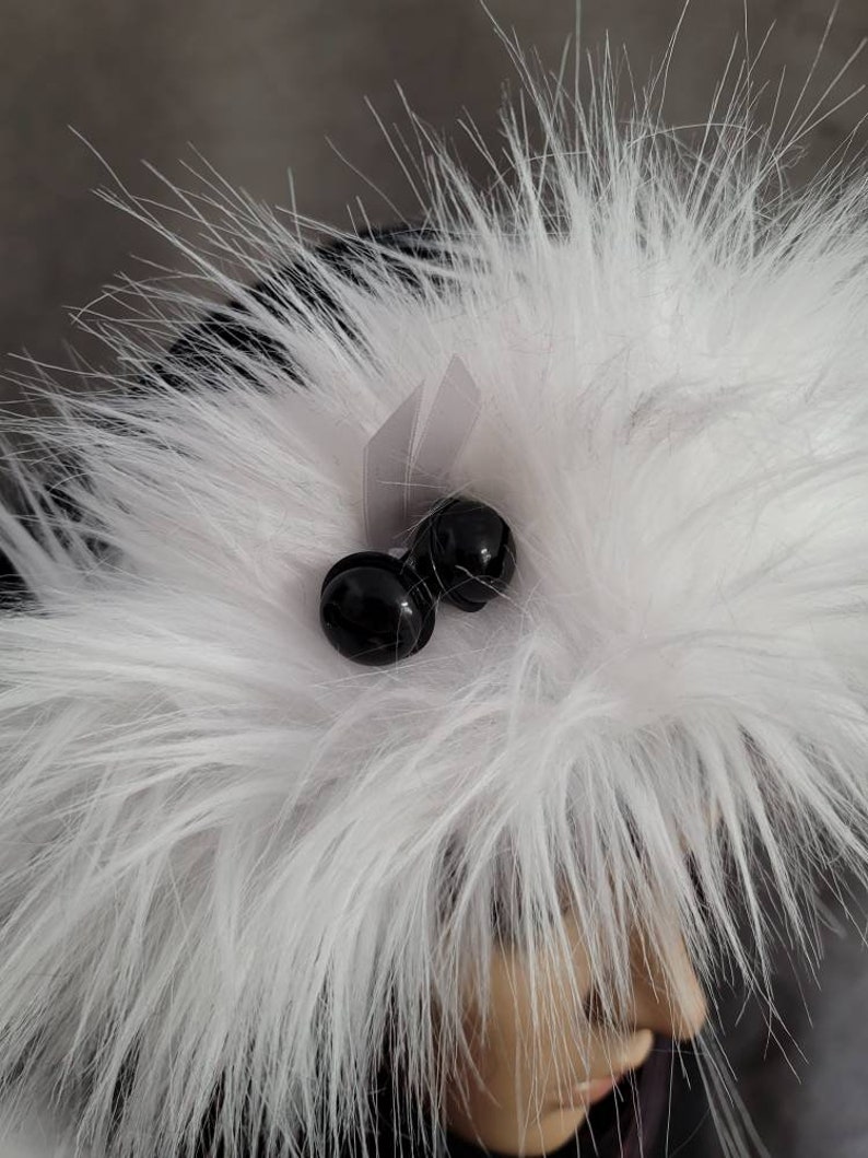 Black Santa Hat With White Arctic Fox Trim - Etsy