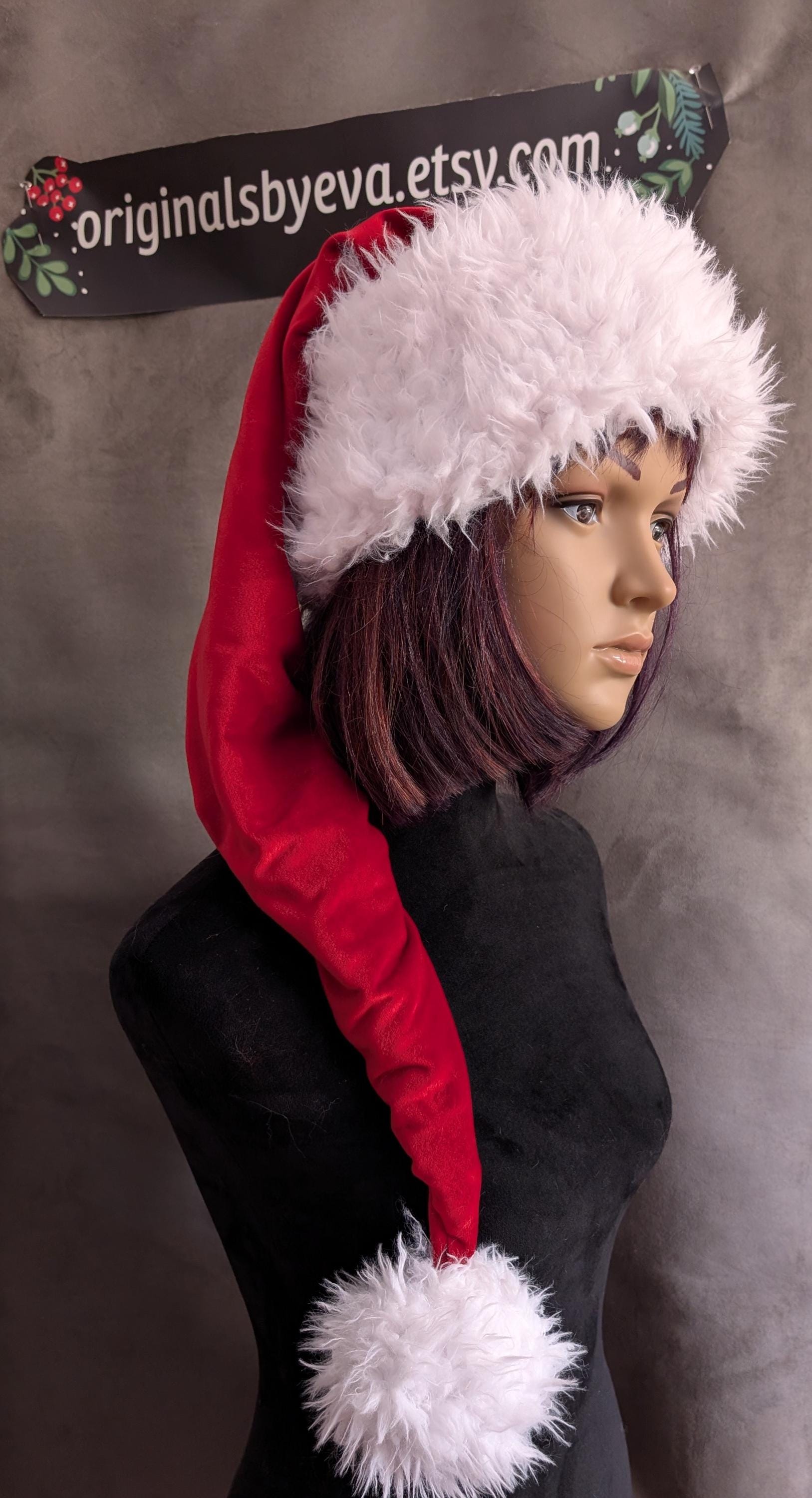 Red Velvet Santa Hat With White Trim - Etsy