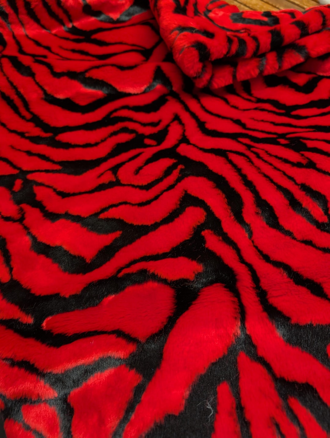 Red and Black Zebra Print Fur Yardage Two Yards Zebra Print Faux Fur - Etsy