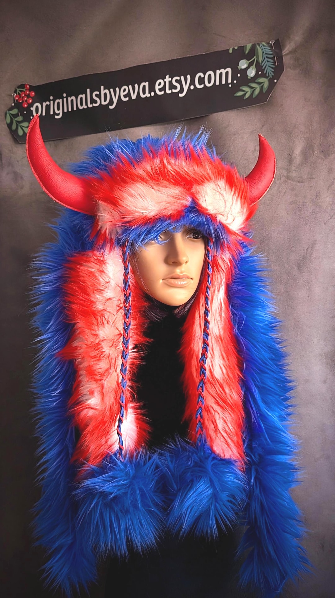 Blue Buffalo Headdress With Red Horns- Buffalo Bills Trapper Hat ...