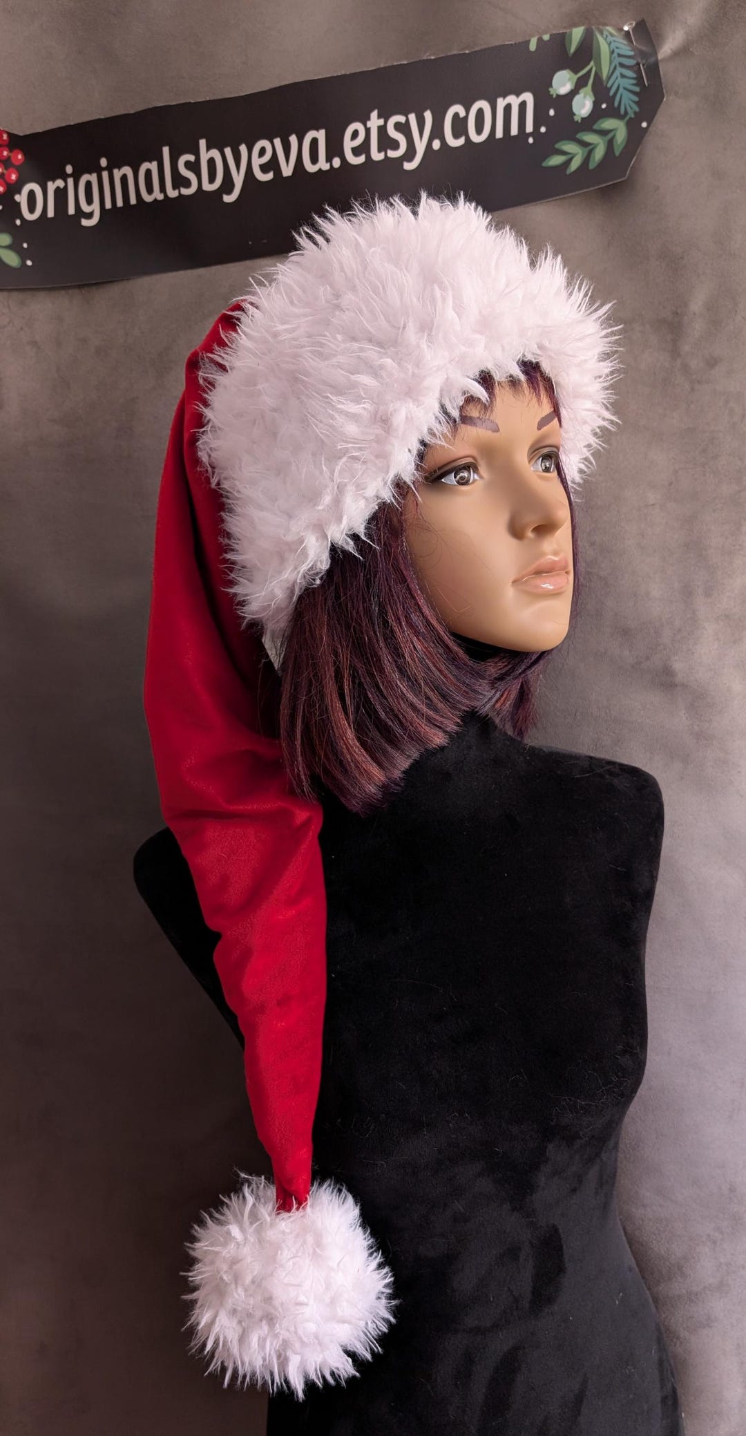 Red Velvet Santa Hat With White Trim - Etsy