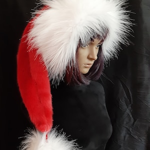 Extra long Santa hat in classic red and white | Etsy