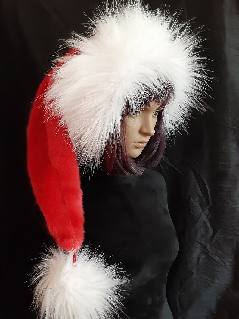 Extra long Santa hat in classic red and white | Etsy